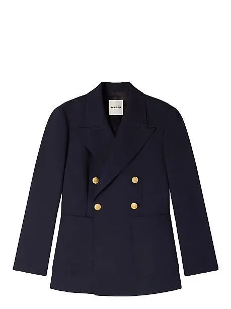 Sandro Slim-fit Wool-blend Blazer - Navy Blue