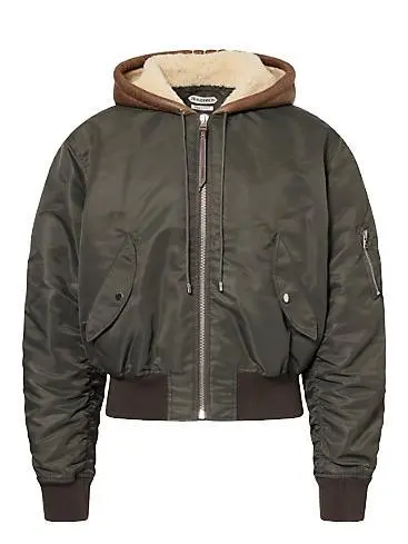 JW Anderson Leather-hood Shell Jacket - Dark Khaki