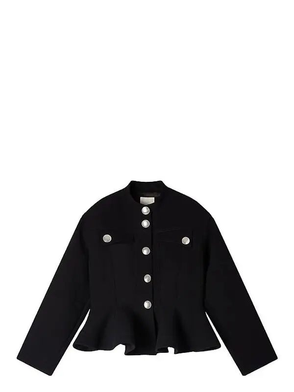 Sandro Peplum-hem Cropped Jacket - Black