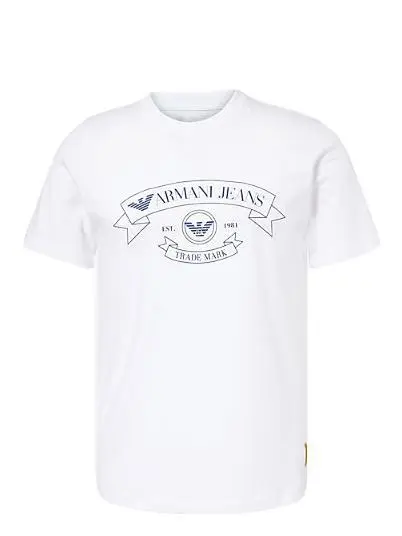 Emporio Armani Graphic-print Cotton T-shirt - Blanc De Blanc
