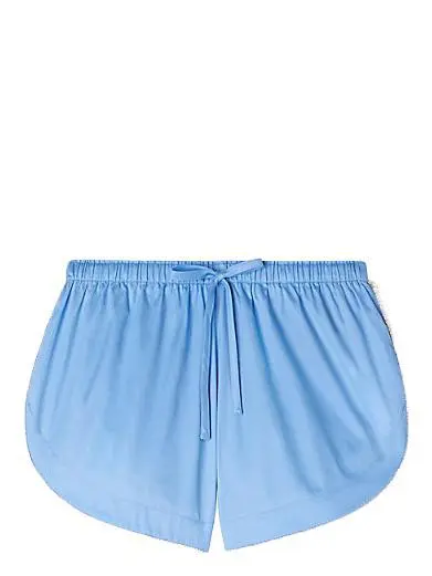 Sandro Beaded-trim Cotton Shorts - Blue