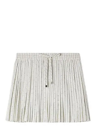 Sandro Striped Pleated Mini Skirt - Ecru
