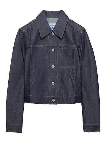 Prada Frayed-edge Regular-fit Denim Jacket - Blue