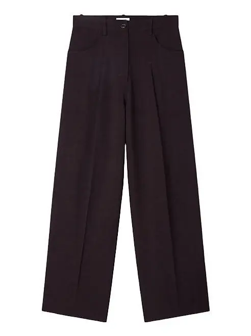 Sandro Wide-leg Mid-rise Trousers - Brown