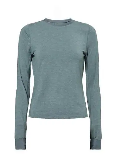 ADANOLA Contrast-trim Long-sleeved Stretch-woven Top - Sea Green