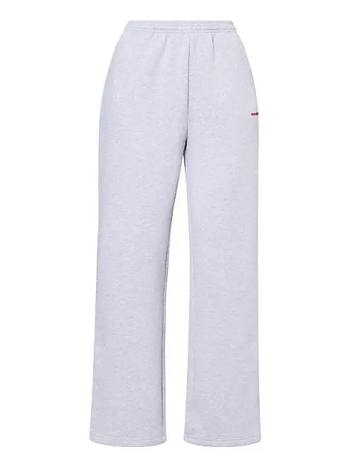 SISTERS & SEEKERS Brand-print Wide-leg Cotton-blend Jogging Bottoms - Grey Marl