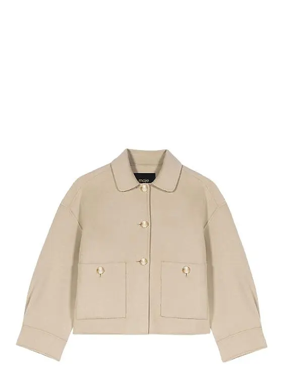 Maje Pleated-back Wool Jacket - Beige