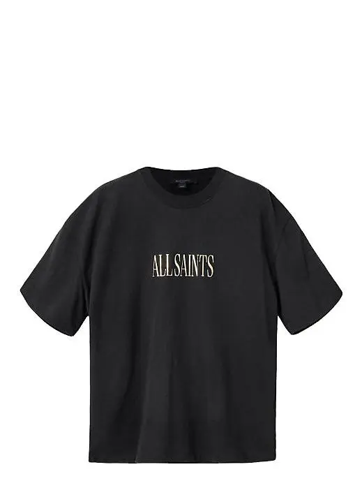 ALLSAINTS Etta Branded-print Cotton-jersey T-shirt - Black