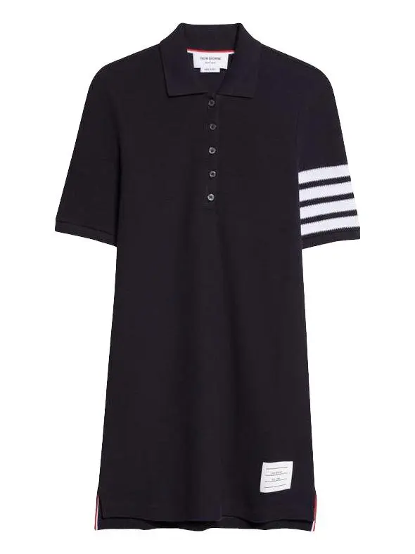 Thom Browne 4-bar Cotton Piqué Polo Dress - Navy
