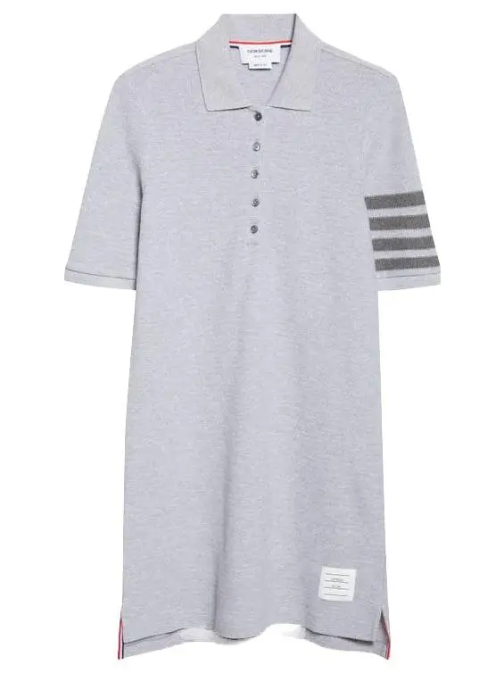 Thom Browne 4-bar Cotton Piqué Polo Dress - Pale Grey
