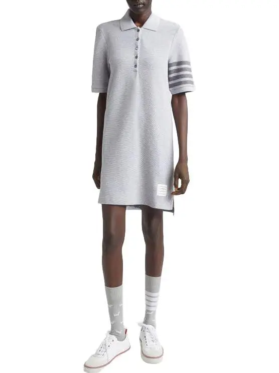 Thom Browne 4-bar Cotton Piqué Polo Dress - Pale Grey
