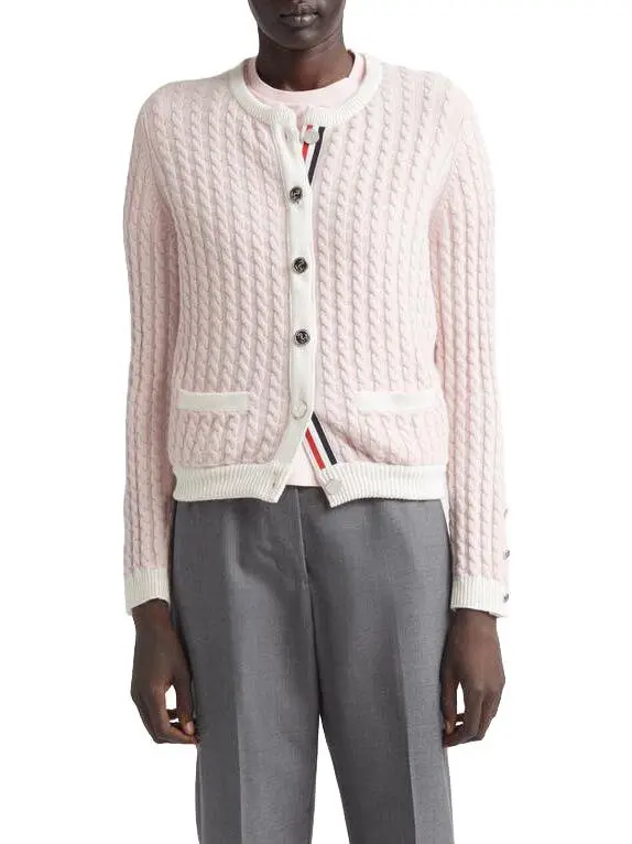 Thom Browne Baby Cable Cashmere Cardigan - Light Pink