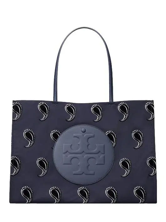 Tory Burch Ella Print Tote - Medium Navy Pajama Print