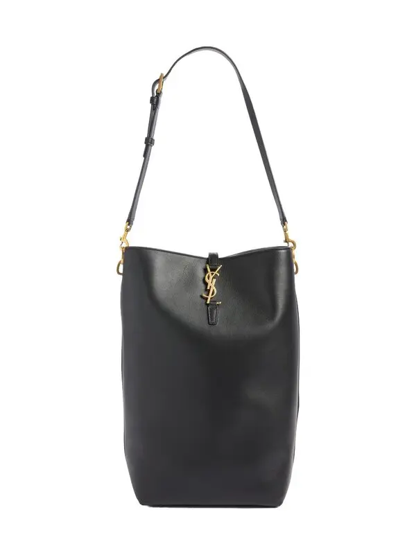 Saint Laurent Le 37 Long Leather Bucket Bag - Noir