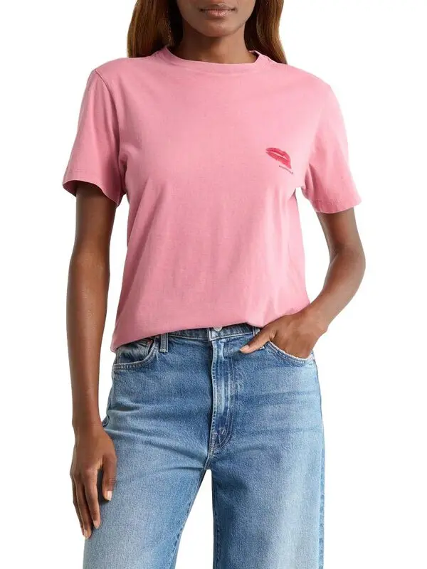 Isabel Marant Zewel Lips Embroidered T-shirt - Wild Rose