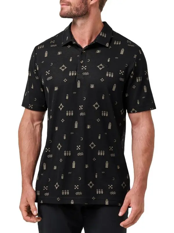 Travis Mathew Weather Patterns Print Cotton Blend Polo - Black