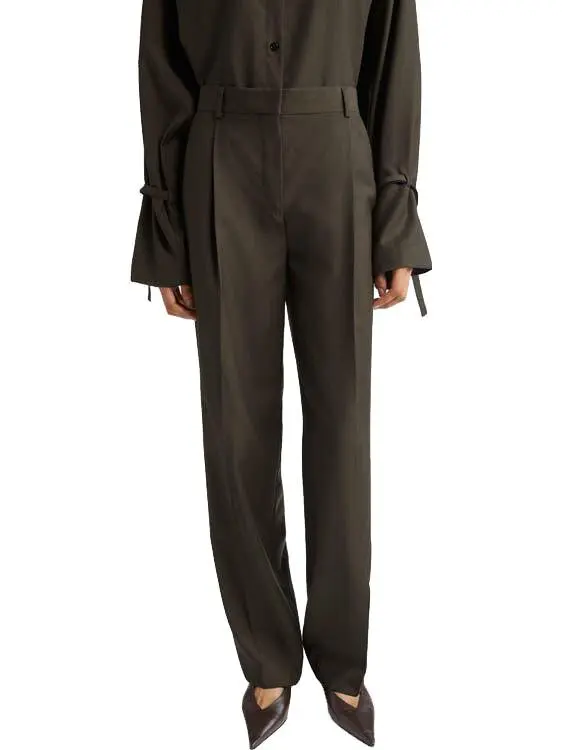 TOTEME Pleated Wool Trousers - Pepper