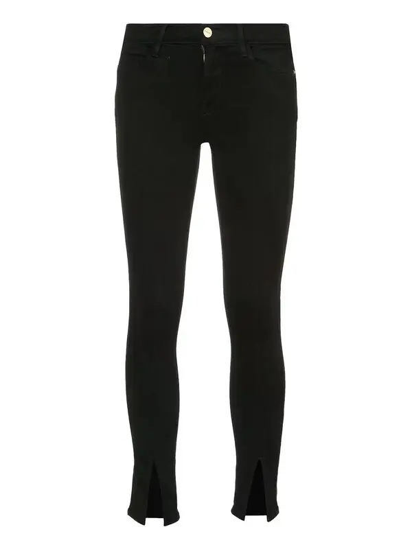 FRAME Front Slit Cropped Jeans - Black