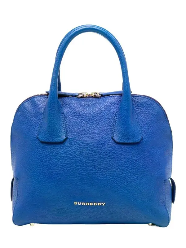 Burberry 2000-2017 Small Grained Calfskin Greenwood Satchel - Blue