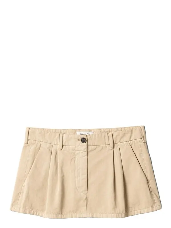 Miu Miu Old Gabardine Mini Skirt - Beige