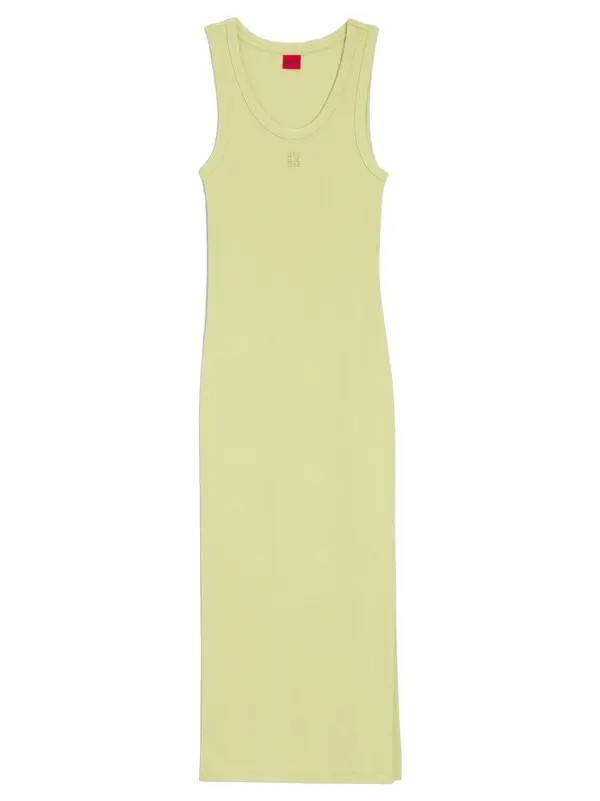 Hugo Jersey Midi Tank Dress With Logo - Beige