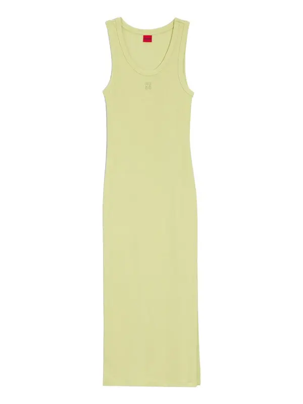 Hugo Jersey Midi Tank Dress With Logo - Light Yellow