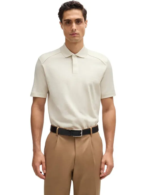 BOSS Mercerized-cotton Polo Shirt With Ripstop Structure - White
