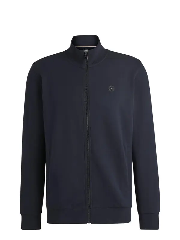 BOSS Signature Zip-up Sweatshirt With Monogram - Dark Blue