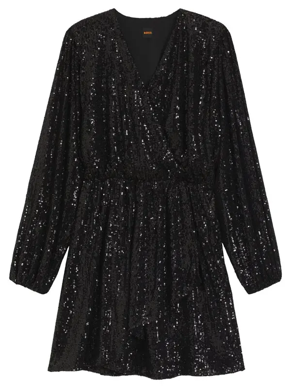 BOSS Sequin Wrap Dress - Black