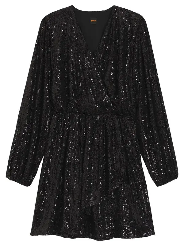 BOSS Sequin Wrap Dress - Black
