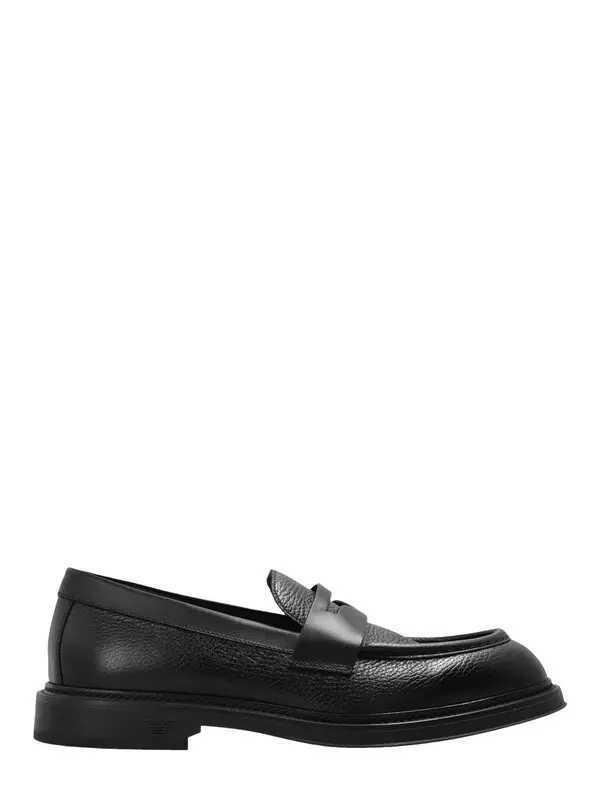 Emporio Armani Leather Loafers - Black