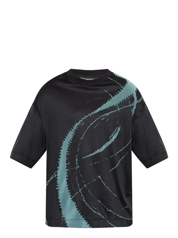 Emporio Armani T-shirt With A Velvet-finish Print - Black