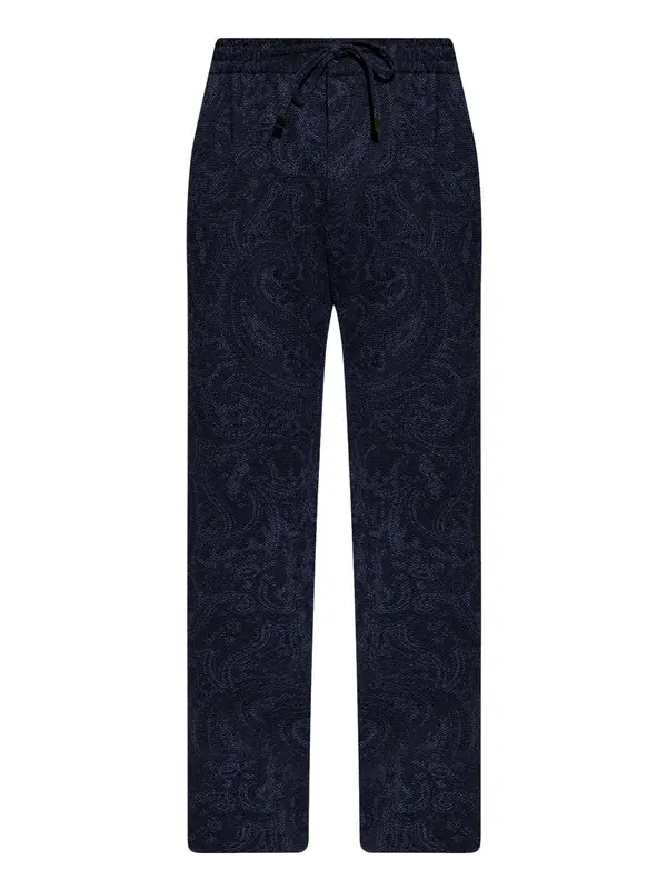 Etro Patterned Pleated Trousers - Navy Blue