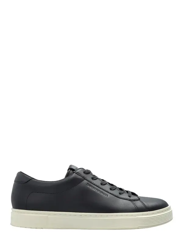 Emporio Armani Leather Low-top Sneakers - Navy Blue