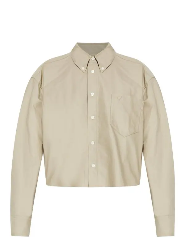 Ami Cropped Oversized Shirt - Beige