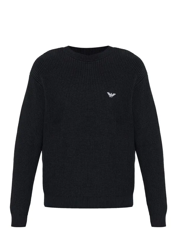 Emporio Armani Sweater With Logo Patch - Navy Blue
