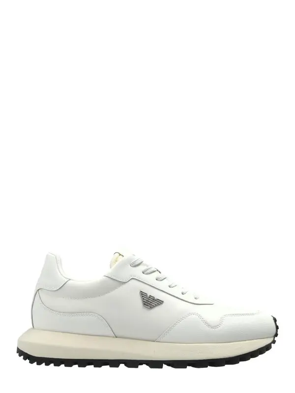 Emporio Armani Low-top Sneakers With Logo Appliqu - White