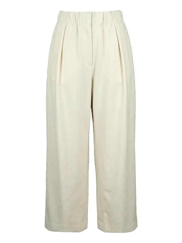JIL SANDER Wool Wide-leg Trousers - Cream