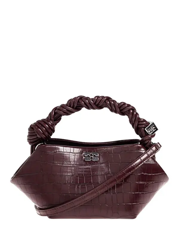 GANNI Handheld Bag With Braided Top Handle - Burgundy