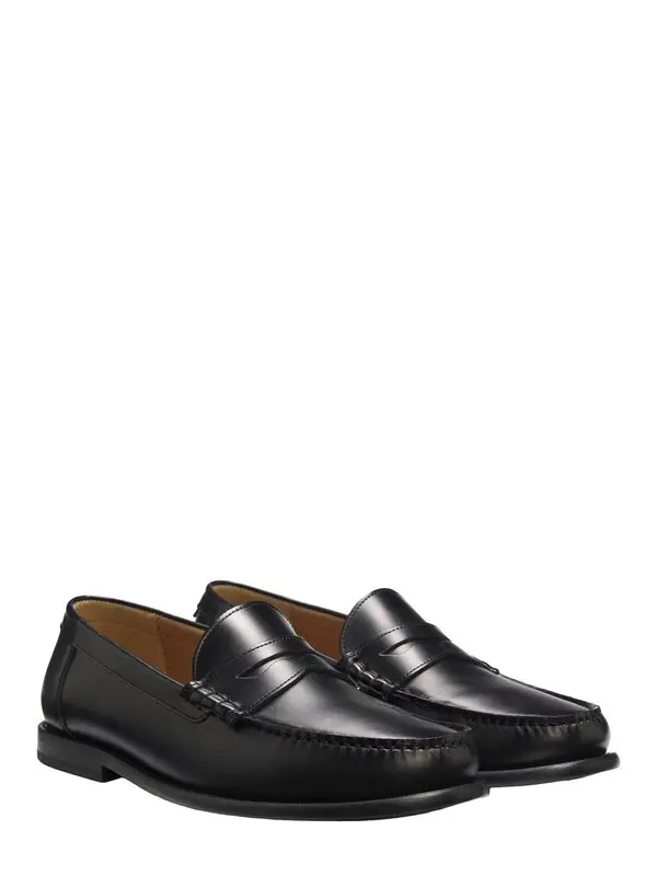 BOSS Leather Penny Loafers - Black