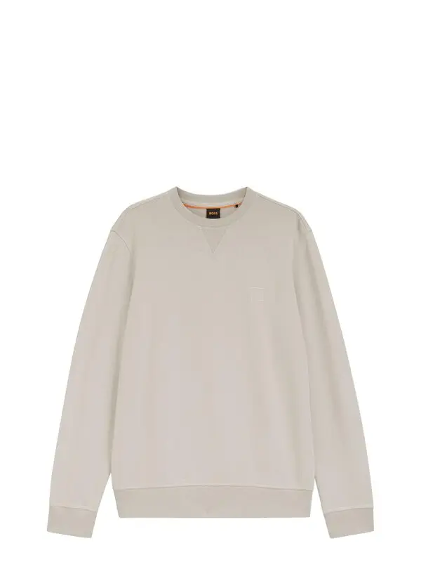 BOSS Logo-patch Cotton Terry Sweatshirt - Light Grey