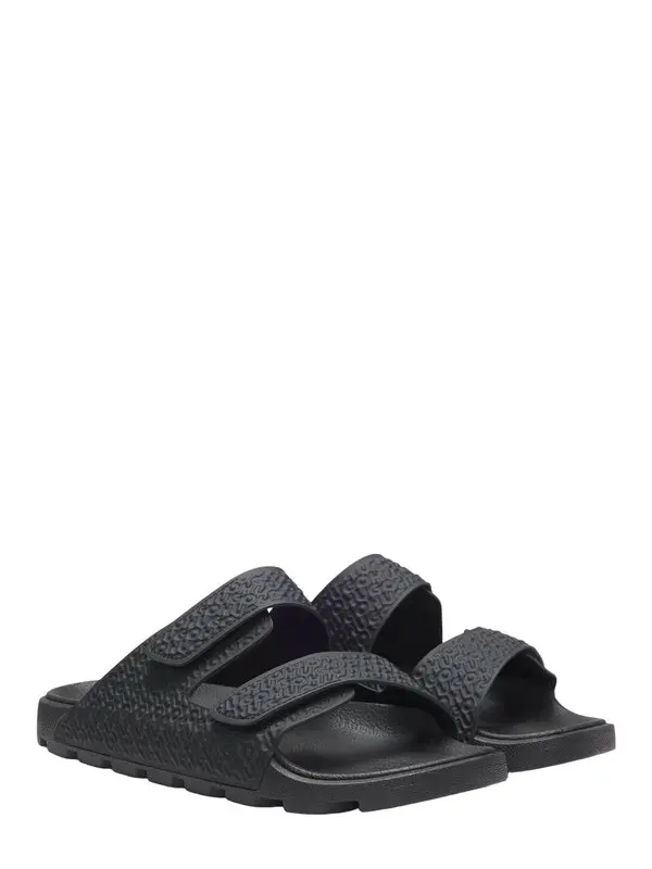 Hugo Monogram Slides With Riptape Straps - Black