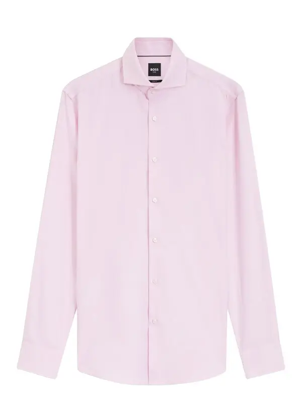 BOSS Slim-fit Shirt In Structured Wrinkle-free Cotton - Light Pink