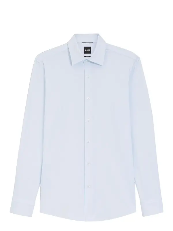 BOSS Slim-fit Shirt In Italian Performance-stretch Jersey - Light Blue