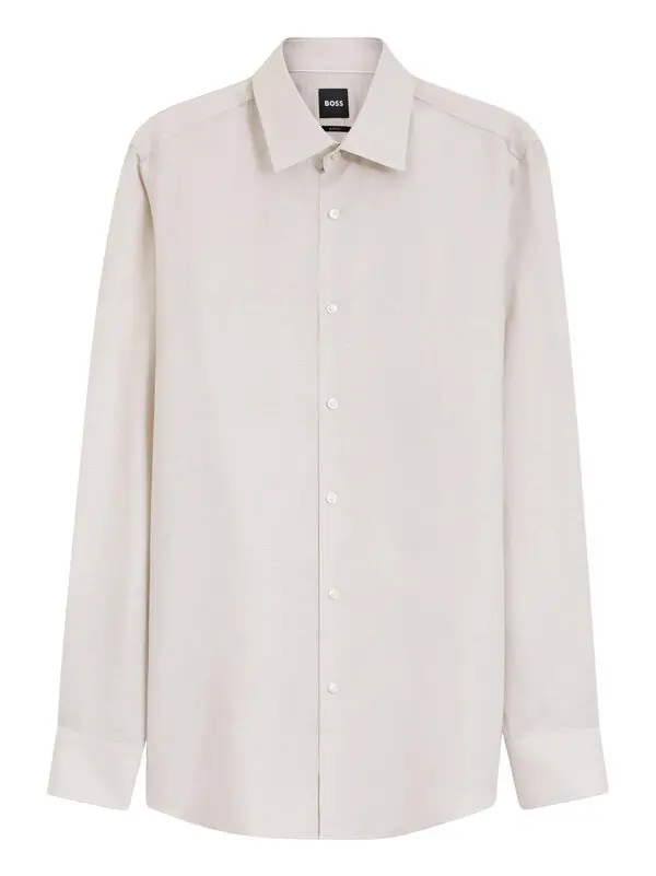 BOSS Slim-fit Shirt In Linen-blend Twill - Light Beige