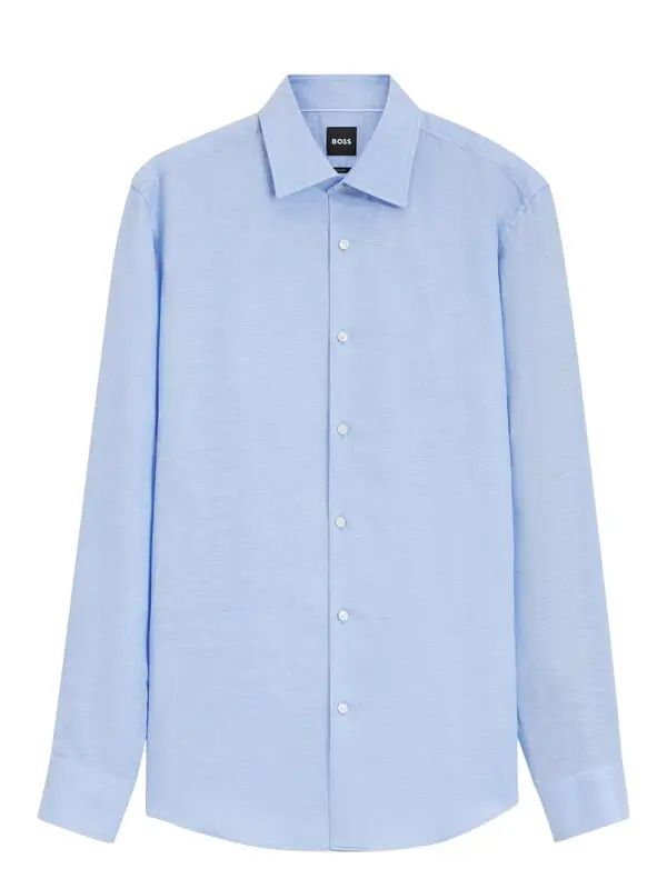 BOSS Slim-fit Shirt In Linen-blend Twill - Light Blue