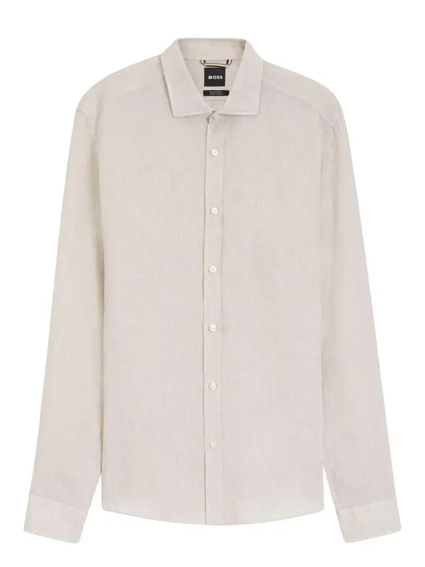 BOSS Regular-fit Shirt In Washed Linen - Light Beige
