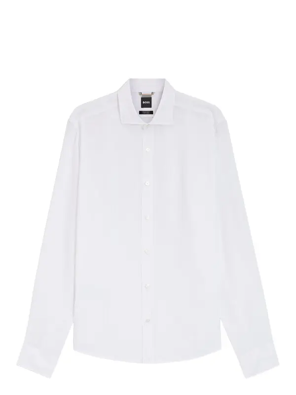 BOSS Regular-fit Shirt In Washed Linen - White