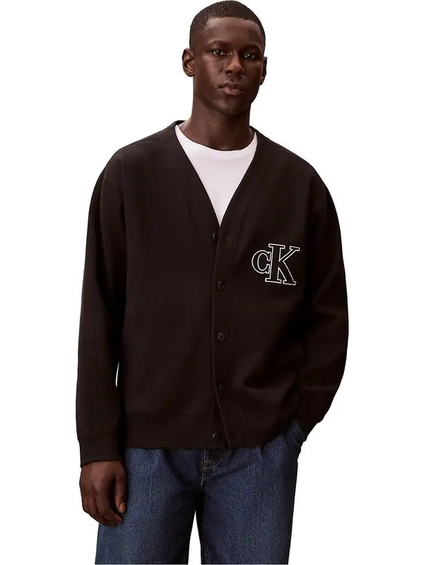 Calvin Klein Monogram Relaxed Fit Cardigan - Black