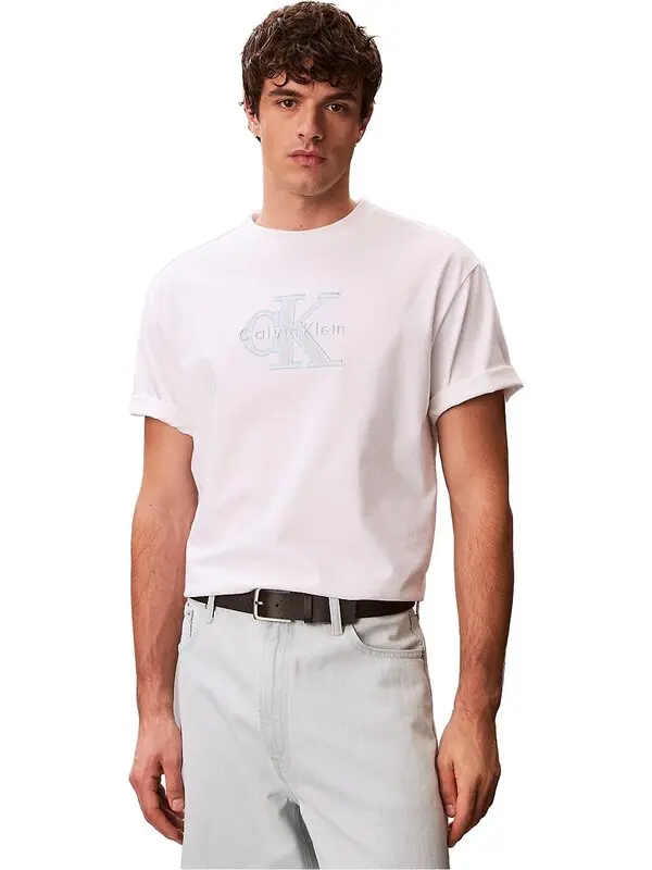 Calvin Klein Monologo Outline Graphic Classic T-shirt - Bright White